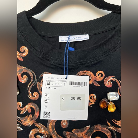 Zara | Tops | Zara Graphic Tshirt W Jewels Nwt | Poshmark